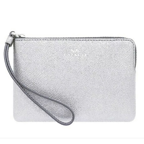 Coach | Bags | Coach Nwt Metallic Silver Wristlet | Poshmark